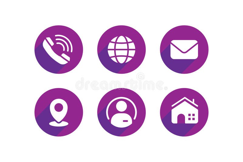 6 Contact Information Vector Icons Set in Flat Style Stock Vector ...