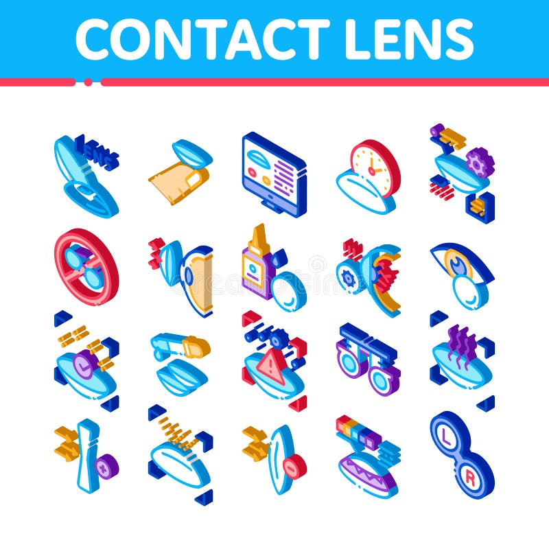 Contact Lens Accessory Isometric Icons Set Vector Stock Vector ...