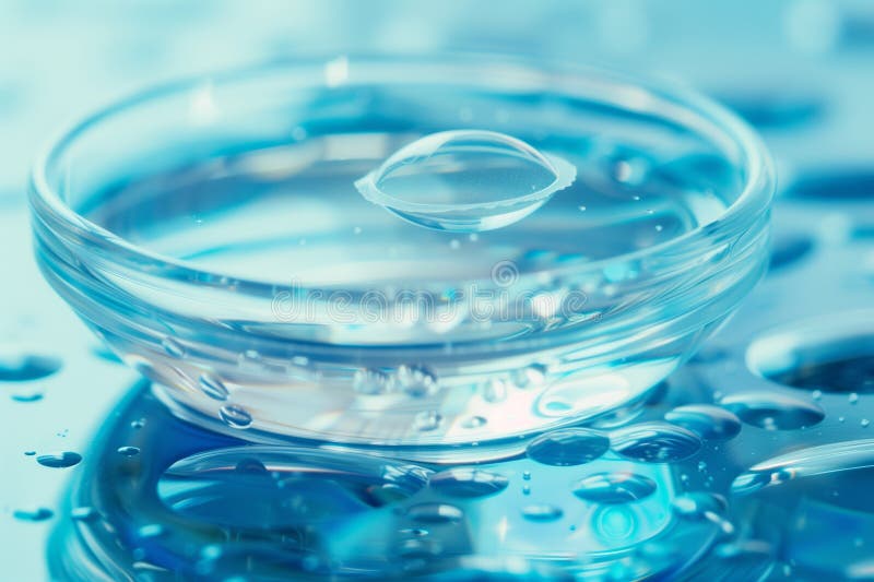 Contact Lens Floating in Solution, Clear Bowl Stock Image - Image of ...