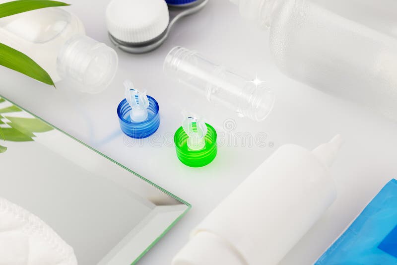 Contact Lens Kit with Bottle of Lens Solution, Container, Case and Eye ...