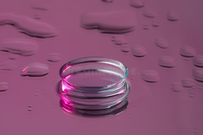 Contact Lens on Wet Pink Reflective Surface Stock Image - Image of ...