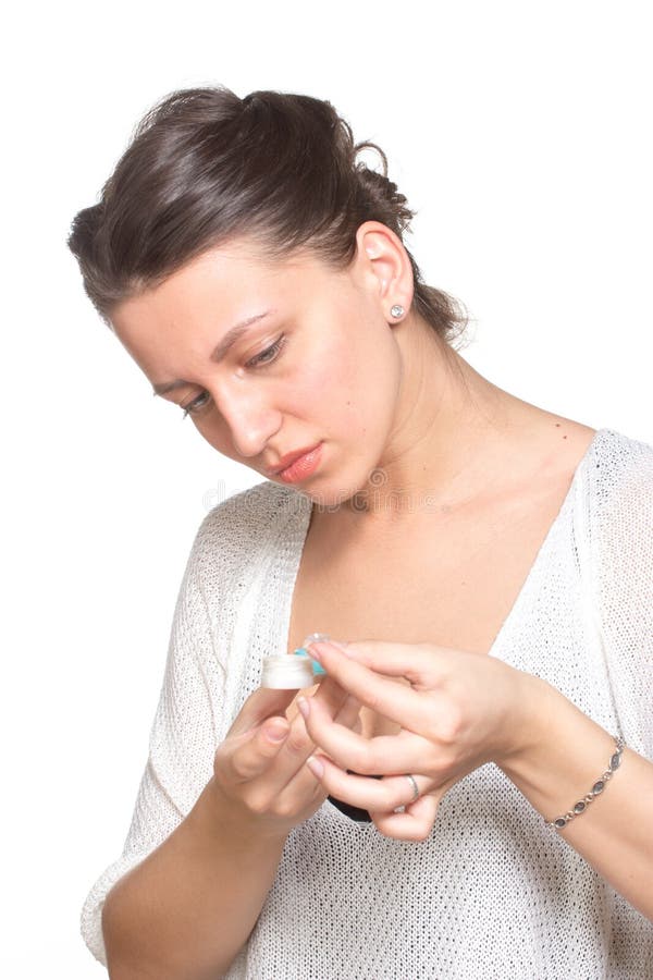 Contact Lenses Box in Womans Hand Stock Photo - Image of female, clean ...