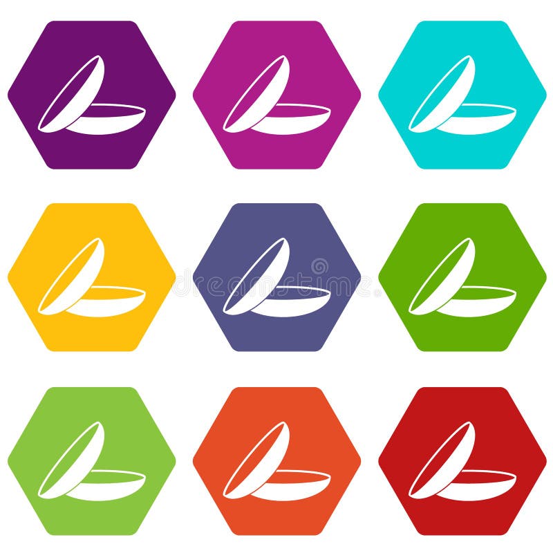 Contact Lenses Icon Set Color Hexahedron Stock Vector Illustration Of