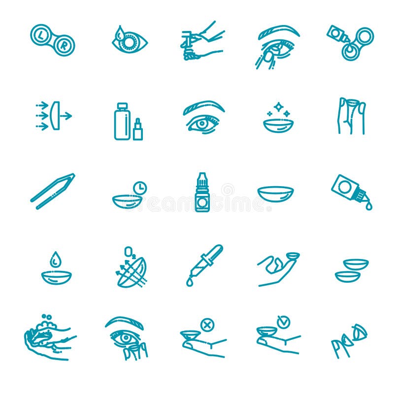 Contact Lenses Icon Set Flat Design Style Stock Illustration