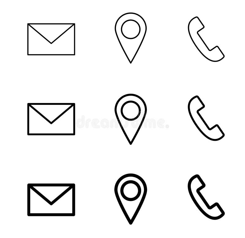 Contact Line Web Icons Mail, Telephone and Location Stock Vector ...