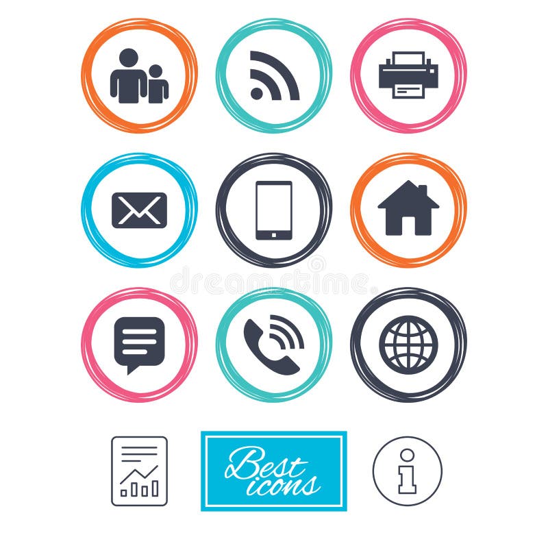 Contact, Mail Icons. Communication Signs Stock Vector - Illustration of ...