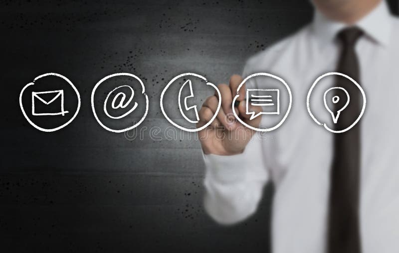 Contact Options are Written by Businessman on Screen Stock Photo ...