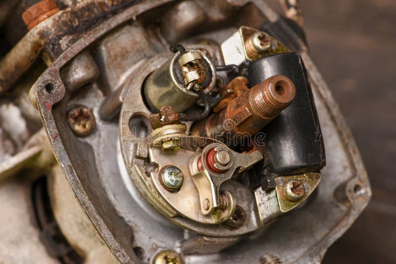 The Ignition System of a Small Two- Stroke Engine . Stock Photo - Image ...