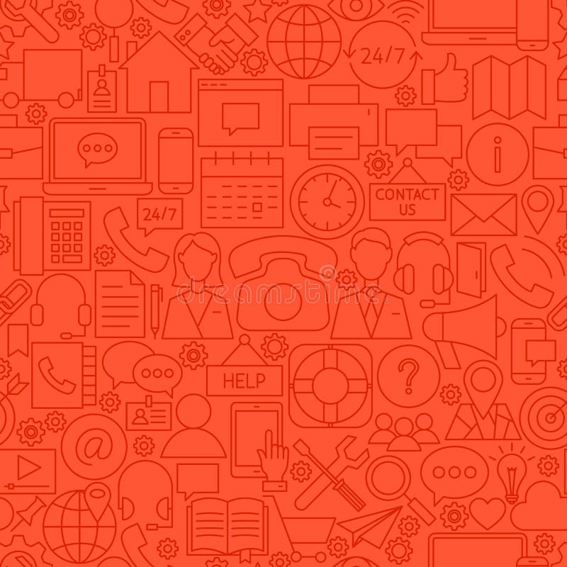 Contact Red Line Tile Pattern Stock Vector - Illustration of customer ...
