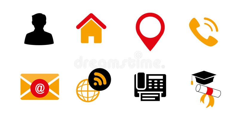Contact Shadow. Set of Communication Icons Set Modern Button Stock ...