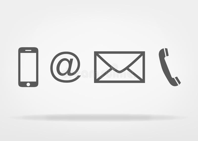 Contact Icon Set - Mobile, Phone, Mail ,envelope, Email Symbol Stock ...