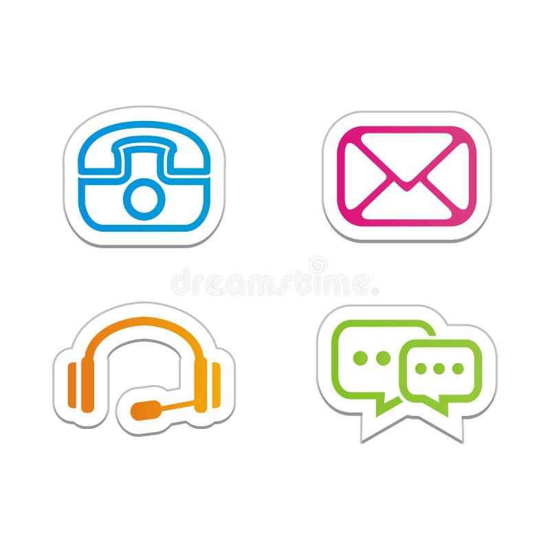 Website Contact Icons Stickers Stock Vector - Illustration of info ...