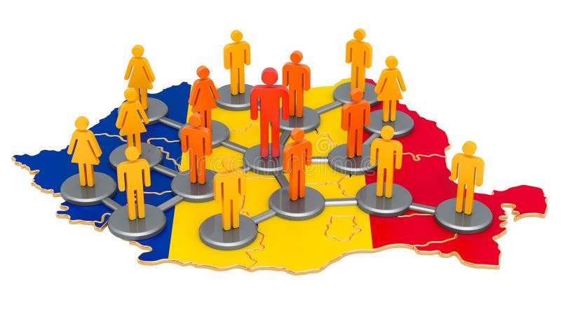 Contact Tracing System in Romania, 3D Rendering Stock Illustration ...