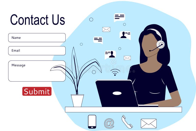 Contact Us. Online Customer Support Concept. Design for the Site and ...