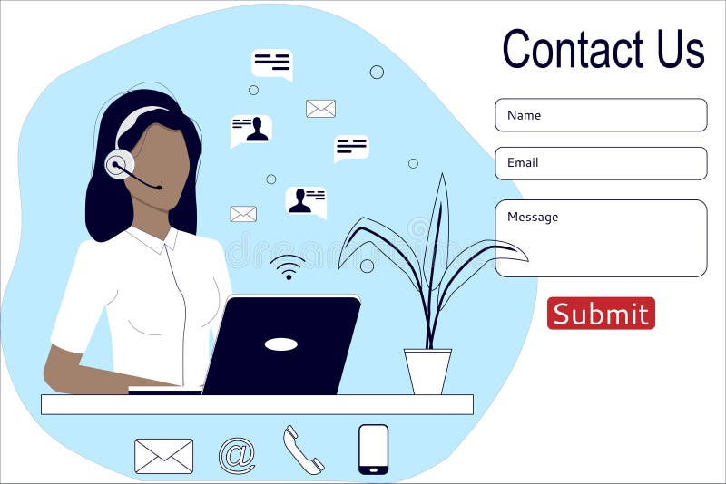 Contact Us. Call Center Customer Service Agent with Headphones ...