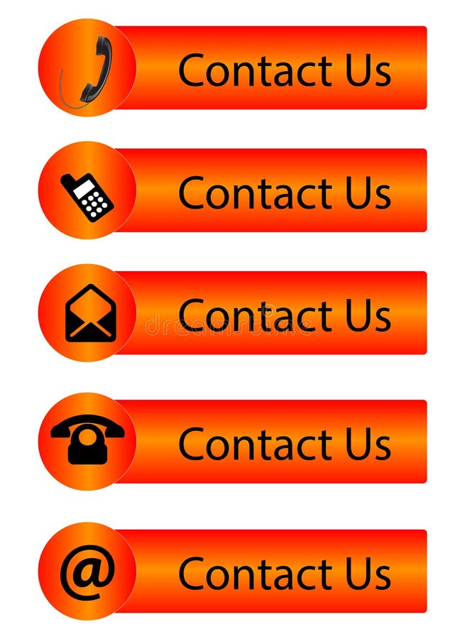 Contact Email Phone Us Buttons Stock Vector - Illustration of mail ...