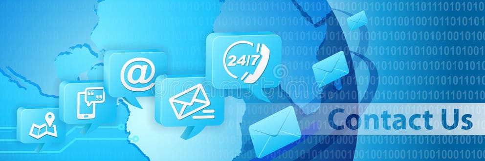 Contact Us Banner stock illustration. Illustration of desk - 58969407