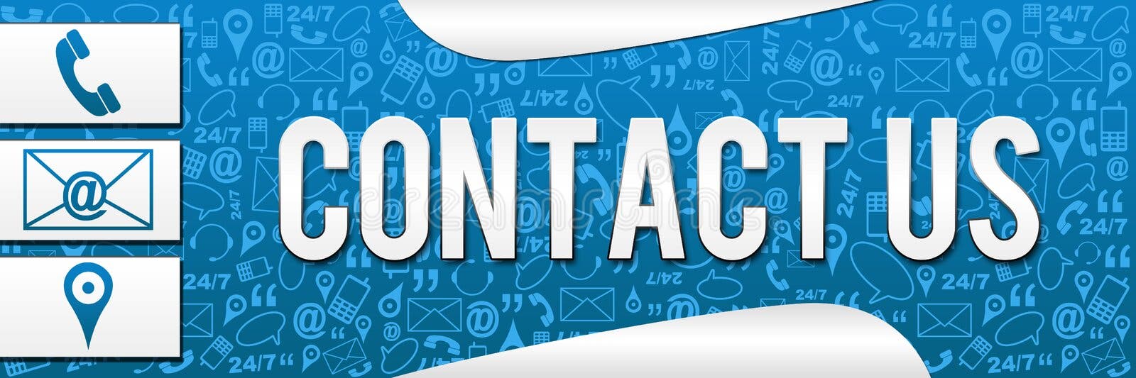 Contact Us Banner Blue stock illustration. Illustration of message ...