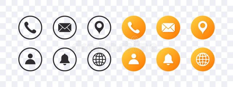 Contact Us Black and Yellow Icons. Website or UI Icons Stock Vector ...