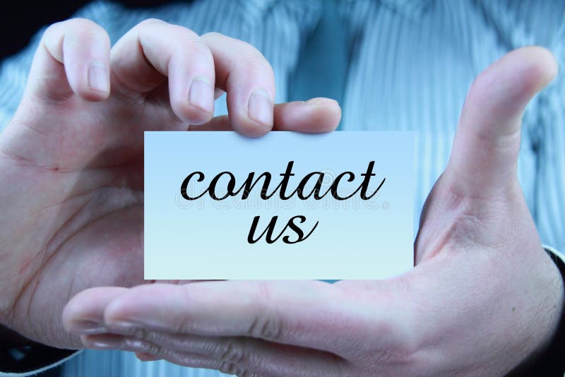 Contact Us. Businessman Shows Business Card Stock Photo - Image of ...