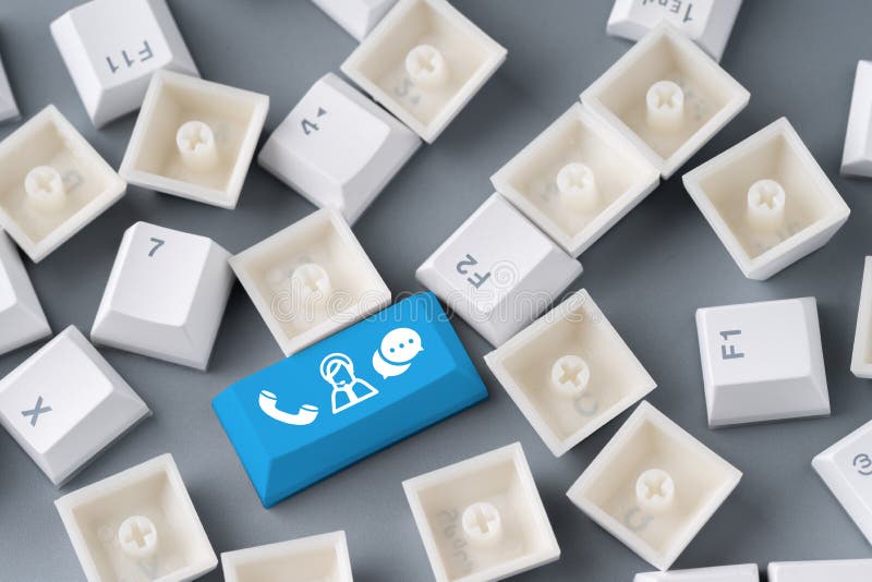 Contact Us Business Icon on Computer Keyboard in Retro Style Stock ...