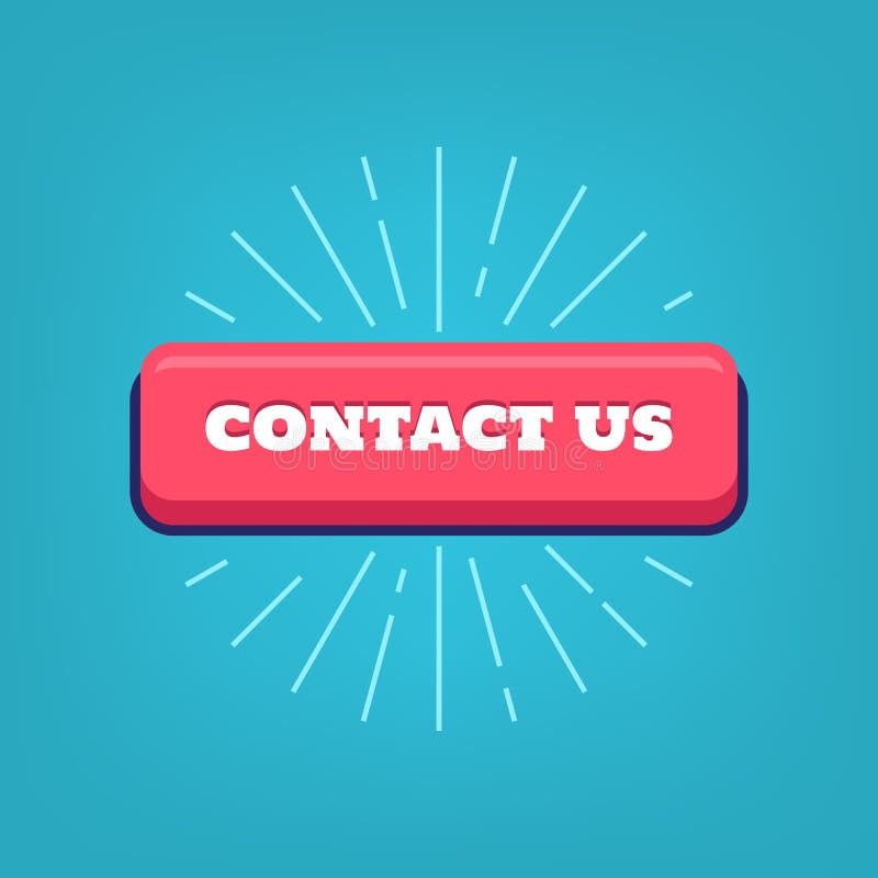 Contact Us Button with Rays for Customer Support Inquiry Hotline ...