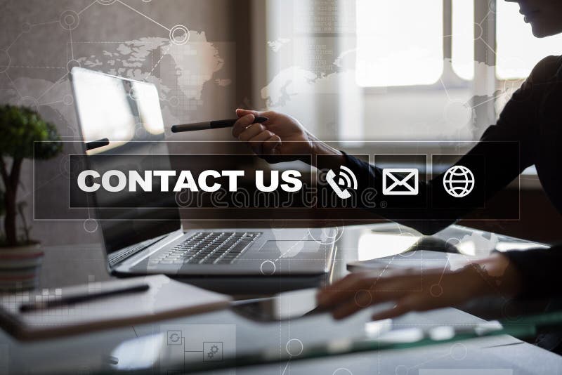 Contact Us Button and Text on Virtual Screen. Business and Technology ...