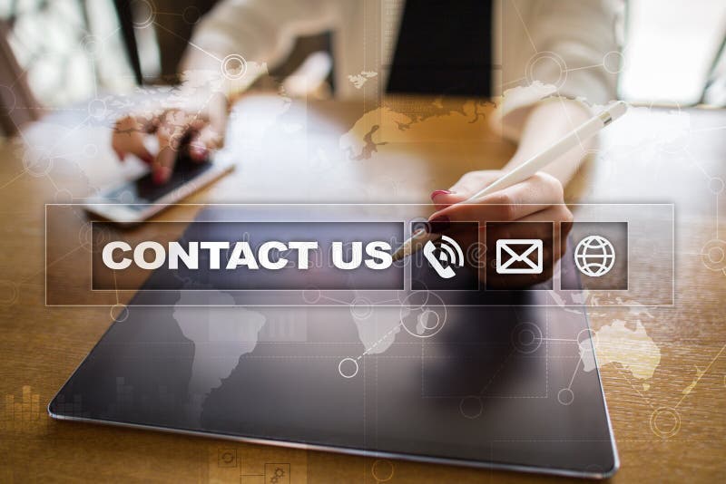 Contact Us Button and Text on Virtual Screen. Business and Technology ...