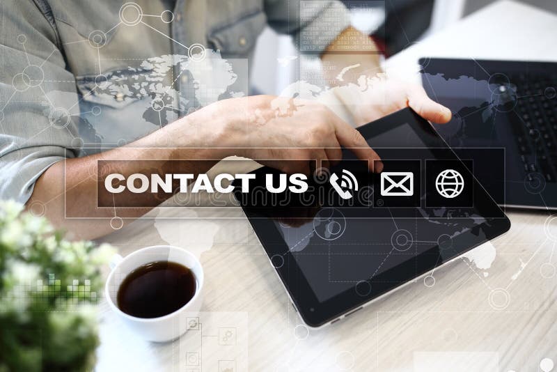 Contact Us Button and Text on Virtual Screen. Business and Technology ...