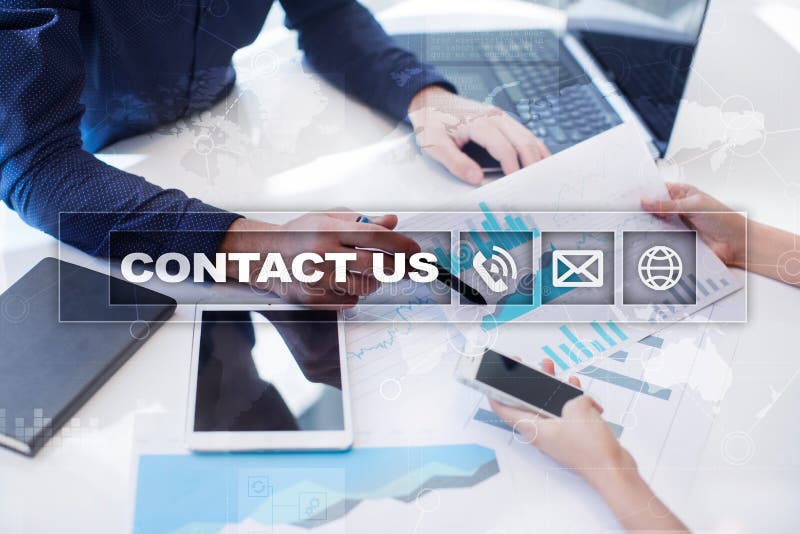 Contact Us Button and Text on Virtual Screen. Business and Technology ...