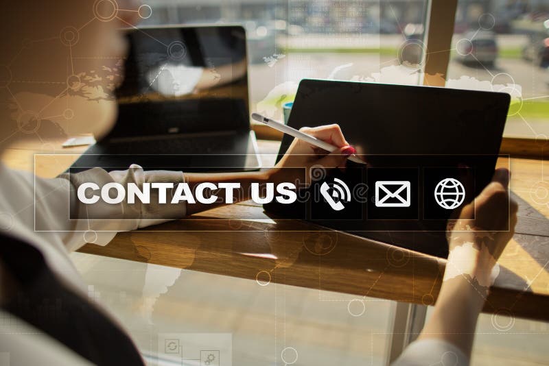 Contact Us Button and Text on Virtual Screen. Business and Technology ...