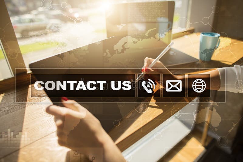 Contact Us Button and Text on Virtual Screen. Business and Technology ...