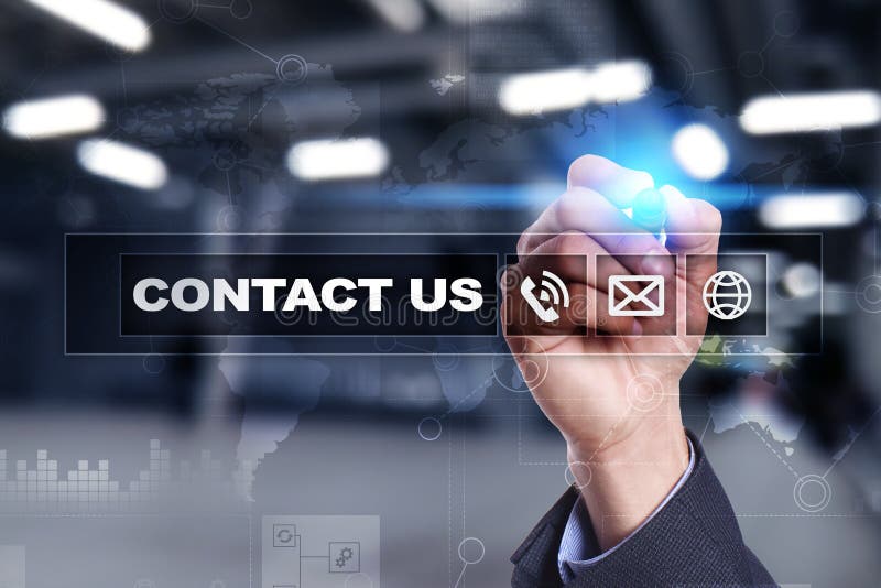 Contact Us Button and Text on Virtual Screen. Business and Technology ...