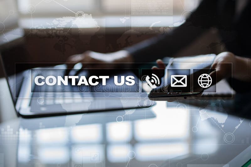 Contact Us Button and Text on Virtual Screen. Business and Technology ...
