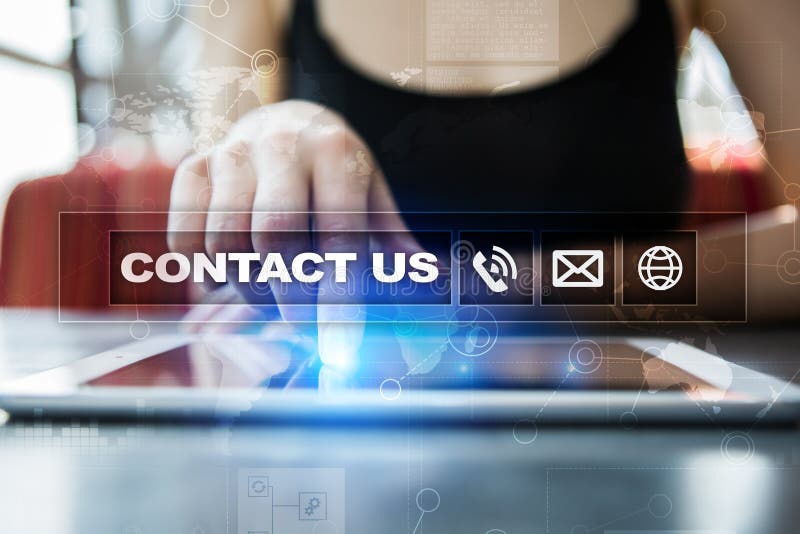 Contact Us Button and Text on Virtual Screen. Business and Technology ...