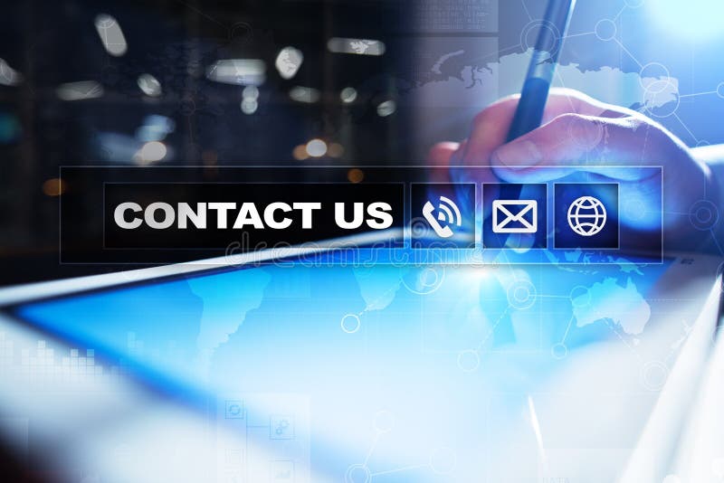 Contact Us Button and Text on Virtual Screen. Business and Technology ...