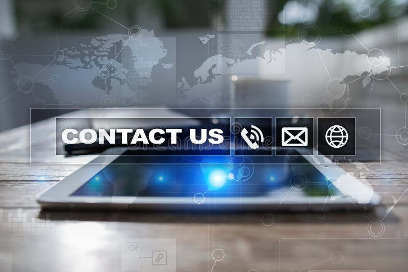 Contact Us Button and Text on Virtual Screen. Business and Technology ...