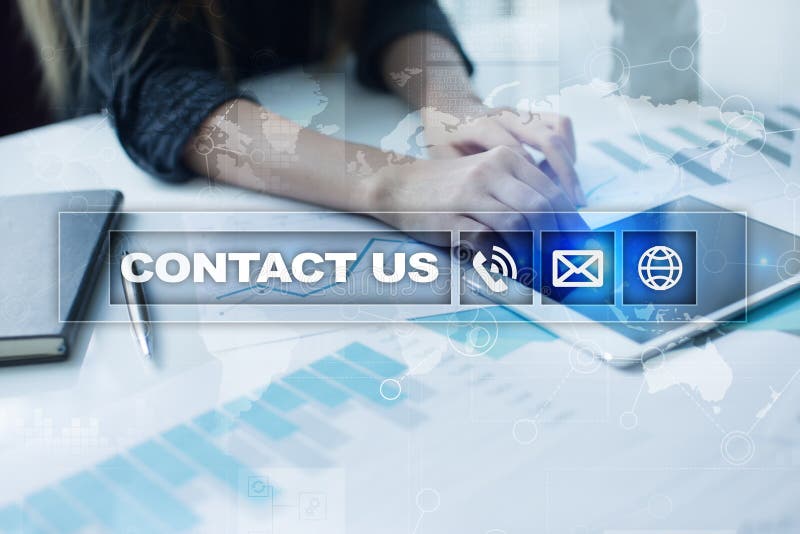 Contact Us Button and Text on Virtual Screen. Business and Technology ...