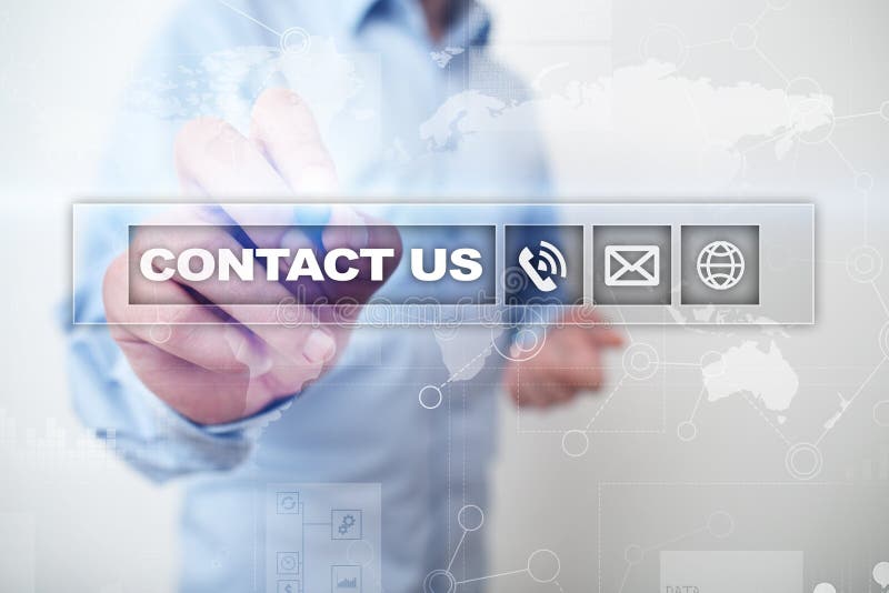 Contact Us Button and Text on Virtual Screen. Business and Technology ...