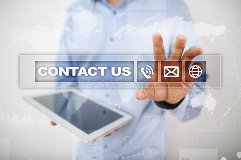 Contact Us Button and Text on Virtual Screen. Business and Technology ...