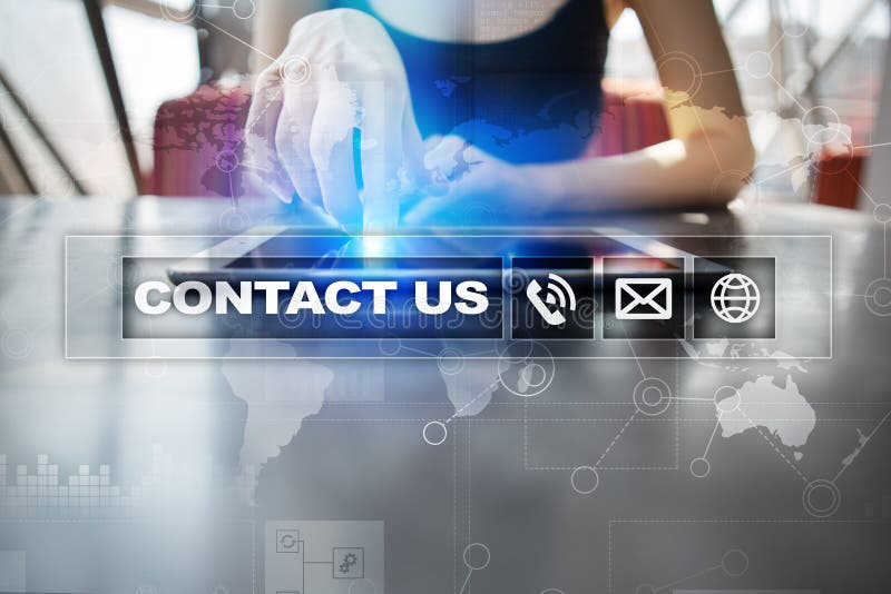 Contact Us Button and Text on Virtual Screen. Business and Technology ...