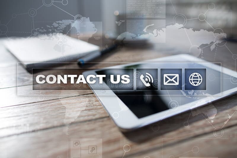 Contact Us Button and Text on Virtual Screen. Business and Technology ...
