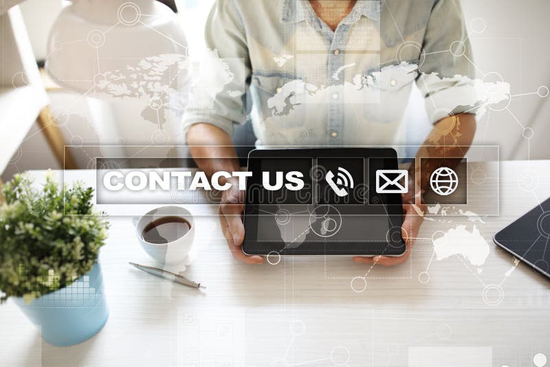 Contact Us Button and Text on Virtual Screen. Business and Technology ...