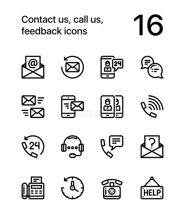 Contact Us, Call Us, Feedback Icons for Web and Mobile Design Pack 2 ...