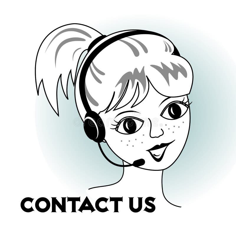 Contact Us - Cartoon Girl With Headset Stock Vector - Illustration of ...