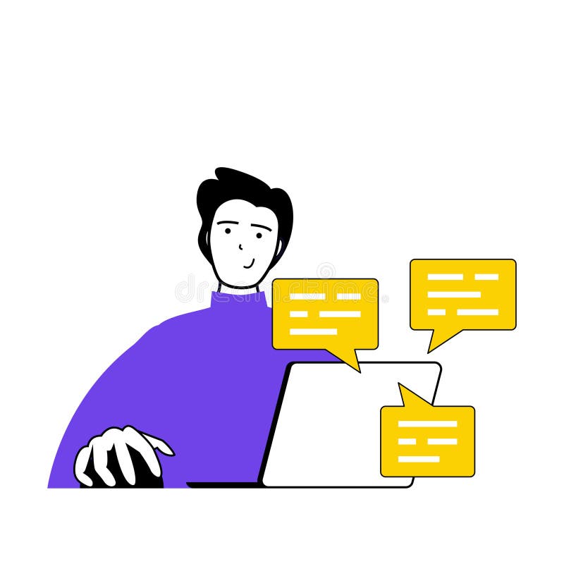 Contact Us Concept with Cartoon People in Flat Design for Web. Vector ...