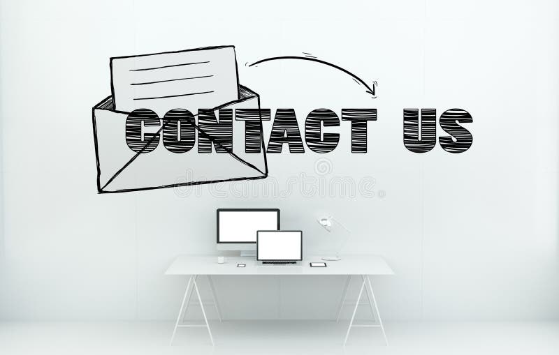 Contact Us Concept in Office 3D Rendering Stock Illustration ...