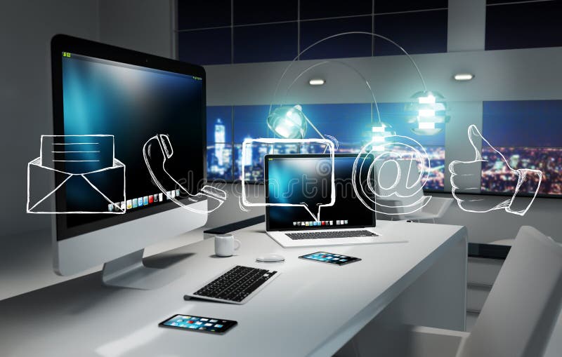 Contact Us Concept in Office 3D Rendering Stock Illustration ...