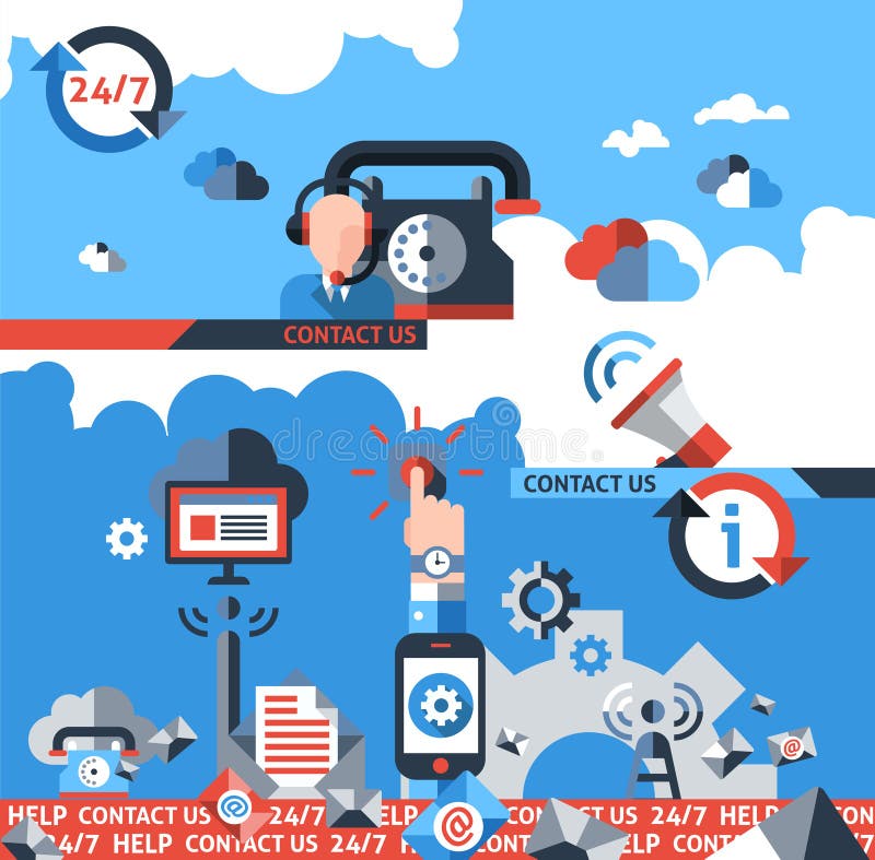 Contact Us Service Icons Set Stock Vector - Illustration of business ...