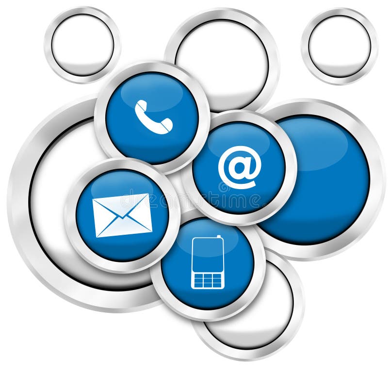 Contact Us Banner Blue stock illustration. Illustration of message ...